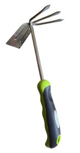 garden guru hand cultivator rake hoe tiller tool – stainless steel for ultimate strength – rust resistant – ergonomic handle – great for gardening cultivating loosening weeding