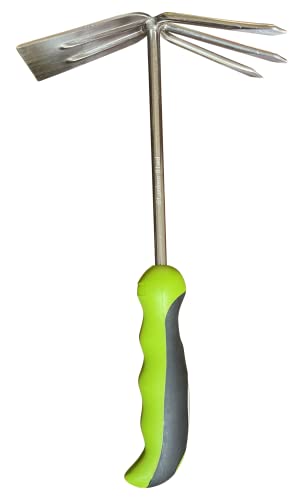 Garden Guru Hand Cultivator Rake Hoe Tiller Tool - Stainless Steel for Ultimate Strength - Rust Resistant - Ergonomic Handle - Great for Gardening Cultivating Loosening Weeding