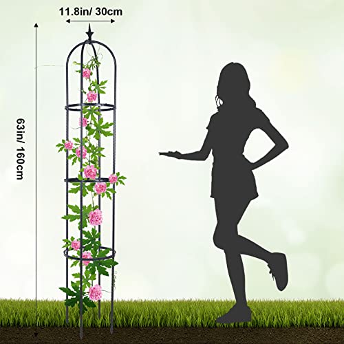 Trellis for Climbing Plants Outdoor, Deaunbr Garden Plant Support Tall Tower Obelisk Vine Cages Plastic Coated Rustproof Metal Pipe Supports for Outdoor Indoor, Potted Plants, Tomato, Rose - 2 Pack