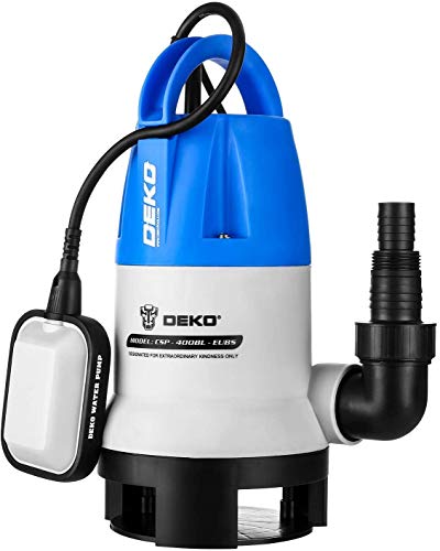 DEKO 400W 1/2HP Sump Pump 2113GPH Portable Submersible Pump with Float Switch,Clean/Dirty Water Removal Drain Pump for Swimming Pool Garden Tub Pond Flood Drain.