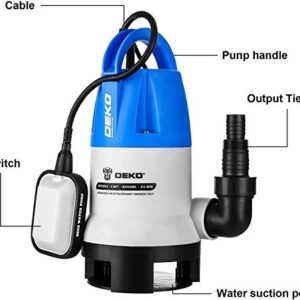 DEKO 400W 1/2HP Sump Pump 2113GPH Portable Submersible Pump with Float Switch,Clean/Dirty Water Removal Drain Pump for Swimming Pool Garden Tub Pond Flood Drain.