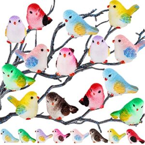 miniature bird figurines bird decorative figurines dollhouse simulation bird figures toy mini bird figures cute animal model for fairy garden, miniatures moss decoration, micro landscape (24 pieces)