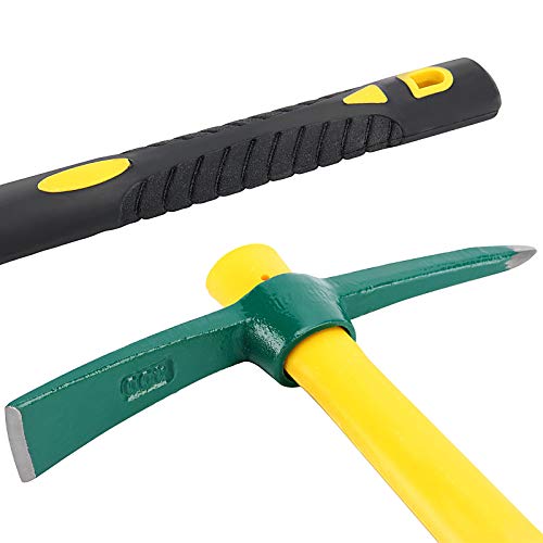 ZOENHOU 17.7 Inch Pick Mattock Hoe, Forged Garden Pick, Weeding Mattock Hoe Agriculture Hand Tools with Heavy-Duty Fiberglass Handle for Weeding Cultivating Camping or Prospecting