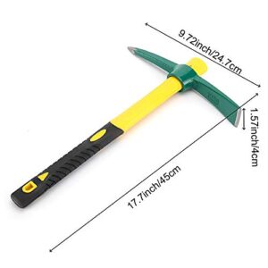 ZOENHOU 17.7 Inch Pick Mattock Hoe, Forged Garden Pick, Weeding Mattock Hoe Agriculture Hand Tools with Heavy-Duty Fiberglass Handle for Weeding Cultivating Camping or Prospecting