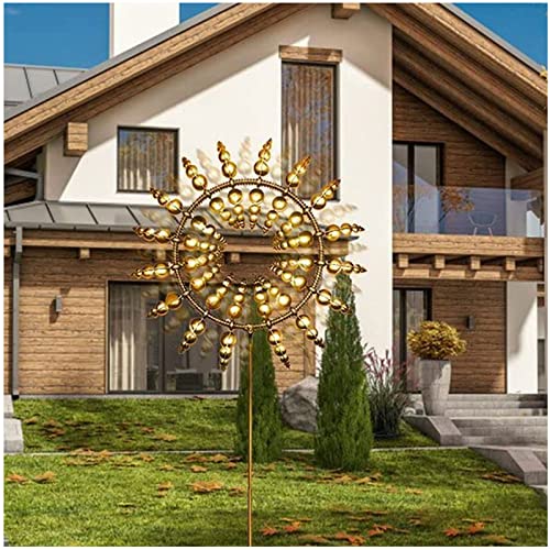 Metal Windmills for The Yard, Decrotive Windmill, Yard Wind Spinners Metal, for Yard and Garden, Wind Catchers Metal Outdoor Patio Decoration,Golden