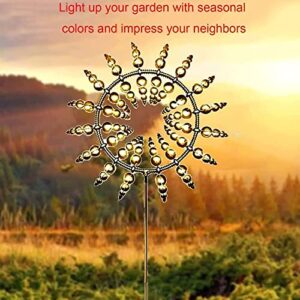 Metal Windmills for The Yard, Decrotive Windmill, Yard Wind Spinners Metal, for Yard and Garden, Wind Catchers Metal Outdoor Patio Decoration,Golden