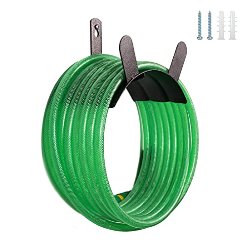 Wall Mount Garden Hose Holder - Rustproof Metal Hose Hanger - Black Water Hose Holder For Outside - Holding 125 ft 3/4’’ hose