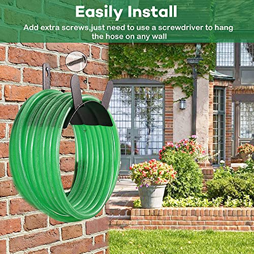 Wall Mount Garden Hose Holder - Rustproof Metal Hose Hanger - Black Water Hose Holder For Outside - Holding 125 ft 3/4’’ hose