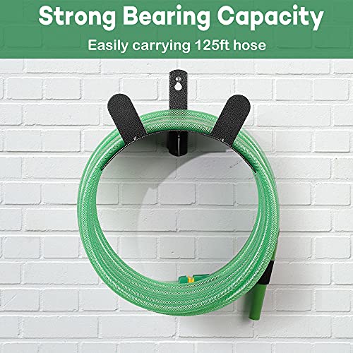 Wall Mount Garden Hose Holder - Rustproof Metal Hose Hanger - Black Water Hose Holder For Outside - Holding 125 ft 3/4’’ hose