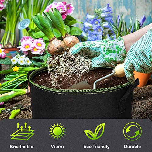 DECORLIFE 12-Pack Grow Bags, 3 Gallon Thickened Nonwoven Fabric Pots with Handles, Black, Come with Plant Labels