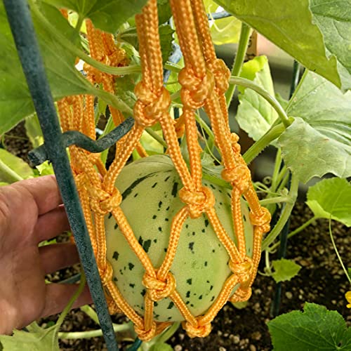 LSHCX Melon Hammocks Cradles, 5 Pack of Nets for Melons, Perfect for Growing Cantaloupe, Watermelon in Vertical Garden (Orange)