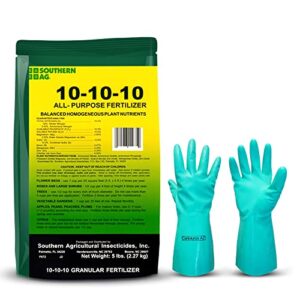 Southern Ag Fertilizer 10-10-10 - All-purpose Granular Fertilizer - organic fertilizer – Fertilizer for vegetable garden & Flowerbed Roses & Large Shrubs and Fruit Trees- Available with Premium Quality Centaurus AZ Gloves-5LB