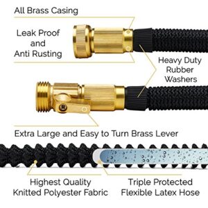 Morvat Expandable Garden Hose Water Pipe Garden Hose Sprayer Flex Hose-Lightweight No-Kink Flexible Collapsible Hose Premium Fabric 5500D 3/4" Solid Brass Fittings Built-in Quick Shut-Off Valve 150 FT