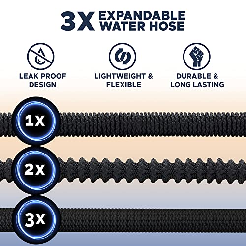 Morvat Expandable Garden Hose Water Pipe Garden Hose Sprayer Flex Hose-Lightweight No-Kink Flexible Collapsible Hose Premium Fabric 5500D 3/4" Solid Brass Fittings Built-in Quick Shut-Off Valve 150 FT