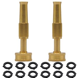 dulaseed 2 packs solid brass hose nozzle, heavy duty brass adjustable twist garden hose nozzle, water hose sprayer for watering and washing