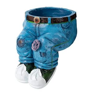 creative denim pants resin flower pot, planting pot, flower planting pots garden pot outdoor indoor flower pot cute planter pot diy resin decorative flower pot for home lawn yard deck railings (a)