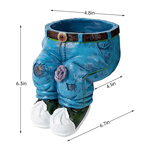 Creative Denim Pants Resin Flower Pot, Planting Pot, Flower Planting Pots Garden Pot Outdoor Indoor Flower Pot Cute Planter Pot DIY Resin Decorative Flower Pot for Home Lawn Yard Deck Railings (A)