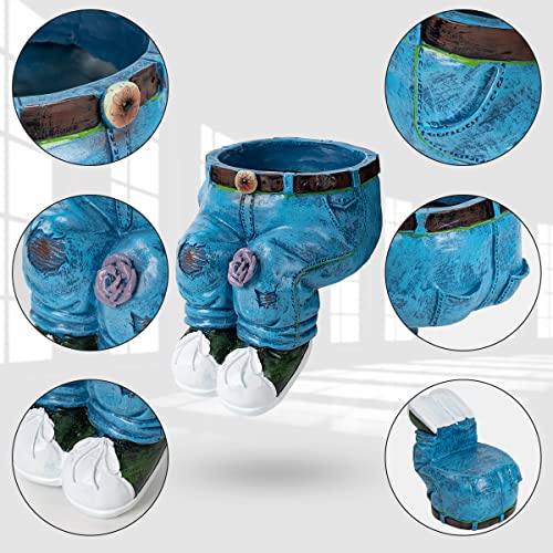 Creative Denim Pants Resin Flower Pot, Planting Pot, Flower Planting Pots Garden Pot Outdoor Indoor Flower Pot Cute Planter Pot DIY Resin Decorative Flower Pot for Home Lawn Yard Deck Railings (A)