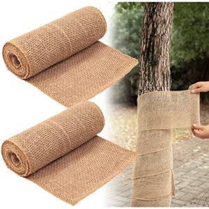 2 rolls burlap tree protector wraps, 7.8″ × 9.8′ winter tree trunk guards protector wrap burlap fabric garden plants tree wrap antifreeze bandage bark protector wrap for keeping warm and moisturizing