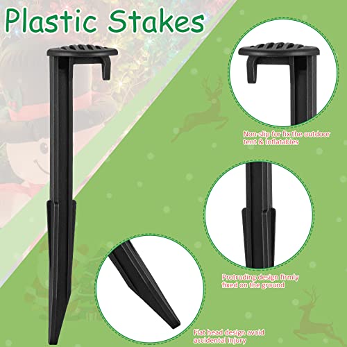 Inflatable Plastic Stakes 5.7 Inch Heavy Duty Tent Stakes Replacement Yard Ground Lawn Black Gardening Pegs Spike Hook for Halloween Christmas Holiday Inflatables Garden Decorations (18 Pieces)