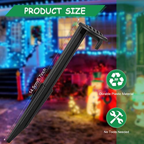 Inflatable Plastic Stakes 5.7 Inch Heavy Duty Tent Stakes Replacement Yard Ground Lawn Black Gardening Pegs Spike Hook for Halloween Christmas Holiday Inflatables Garden Decorations (18 Pieces)