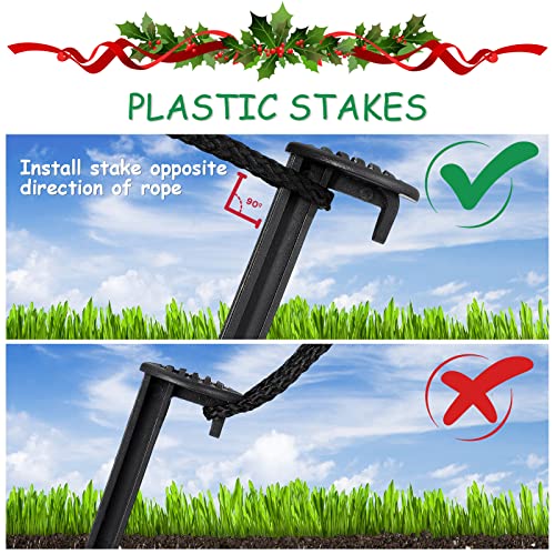 Inflatable Plastic Stakes 5.7 Inch Heavy Duty Tent Stakes Replacement Yard Ground Lawn Black Gardening Pegs Spike Hook for Halloween Christmas Holiday Inflatables Garden Decorations (18 Pieces)