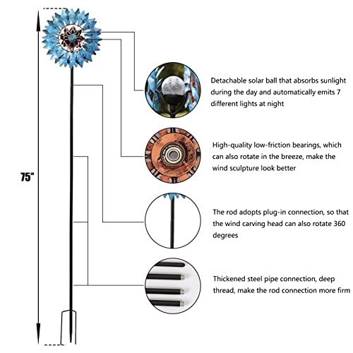 Wind Spinners for Yard and Garden-Wind Sculptures & Spinners-Wind Spinners Outdoor Metal Large for Park, Yard, Driveway, Sidewalk Light