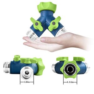 GREEN MOUNT Garden Hose Connector Tap Splitter, Y Hose Connector, Easy Grip Splitter with Shut-Off Valves (Two Way)