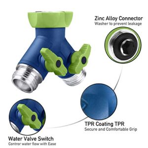 GREEN MOUNT Garden Hose Connector Tap Splitter, Y Hose Connector, Easy Grip Splitter with Shut-Off Valves (Two Way)