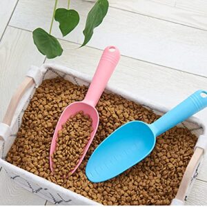 2Pcs Plastic Garden Soil Scoops, Muti-Functional Homegrown Gardening Tool Flowerpot Shovel, Bonsai Soil Scoops, Flowerpot Transplanting Digging Tool , Pet Food Scoop, Beach Sand Scoop (Blue+Pink)