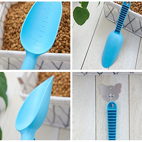 2Pcs Plastic Garden Soil Scoops, Muti-Functional Homegrown Gardening Tool Flowerpot Shovel, Bonsai Soil Scoops, Flowerpot Transplanting Digging Tool , Pet Food Scoop, Beach Sand Scoop (Blue+Pink)