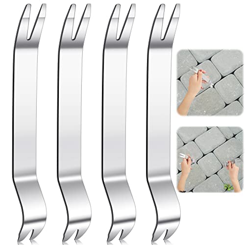 4 Pieces Paver Tool Stainless Steel Paver Extractor Tool Removal Raise Sunken Brick Tool for Garden Lawn Yard Replace Paver Patio Blocks, 7 x 1 Inch