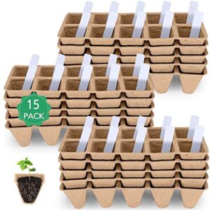 macoya seed starter tray, seedling starter peat pots kits, biodegradable compostable planting pots for vegetable fruit flower, indoor outdoor & organic garden, 150 cells plus 30 plant labels