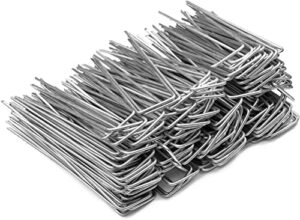 agtek 6 inch galvanized landscape staples 200 pack 11 gauge widened garden stakes heavy-duty for landscape fabric