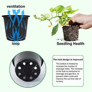 50 Pcs 0.5 Gallon Black Plastic Plant Nursery Pots 6 Inches Seed Starting Pots Containers with 50 Labels