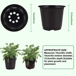 50 Pcs 0.5 Gallon Black Plastic Plant Nursery Pots 6 Inches Seed Starting Pots Containers with 50 Labels