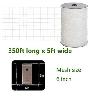 PullyBuy Soft Mesh Nylon Trellis Netting Roll - 5 x 350 ft Heavy Duty Garden Netting for Climbing Plants,Garden Melons Vegetables, Grape Racks, Hydroponic, 5x350ftnet