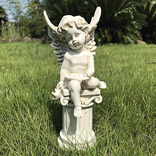 Gishima Cherub Statue Angel Statue Figurine Home Garden Decor Wings Angel Statue Sculpture Memorial Statue Indoor Outdoor Decoration