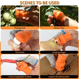 Gardening Thumb Knife with Case, Finger Pruner for Gardeners, Silicone Finger Knife, Plants Picking Trim Tools, Orange Thumb Cutter Gardening Tools Kit for Picking Plant Fruit Vegetable(Blue)