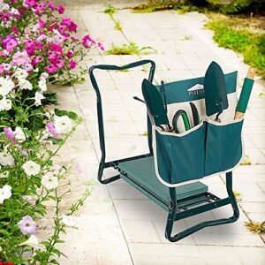 Livebest Folding Garden Kneeler Seat Portable Bench Stool with Soft Kneeling Foam Pad and Tool Pouch for Gardening,Fishing