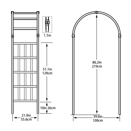 Qikdesign 40" W x 86" H Vinyl Arch, Vinyl Arbor, Garden Arch, Garden Arbor for Climbing Plants, Yard, Garden or Pathway, White