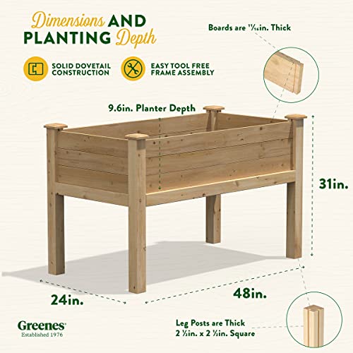 Greenes Fence RCEV2448 Fence Elevated Garden Bed, 48" L x 24" W x 31", Cedar