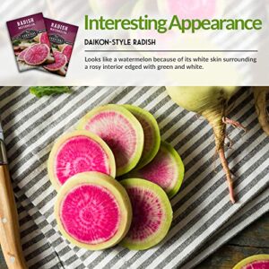 Survival Garden Seeds - Watermelon Radish Seed for Planting - Packet with Instructions to Plant and Grow Unique Asian Vegetables in Your Home Vegetable Garden - Non-GMO Heirloom Variety