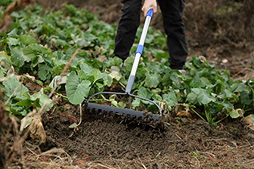 FLY HAWK 5 FT Bow Rake Heavy Duty，for lawns Raker to Gather Fallen Leaves, Weeds，Strong Hold When Working – Rust-Free(5 FT)