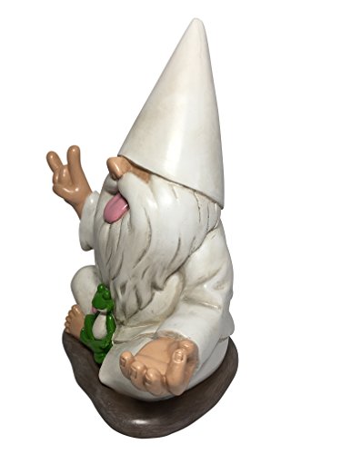 GlitZGlam Rocker Gnome George with Zen Frog - This Garden Gnome Combines Peace, Tranquility and Rock N Roll for Your Fairy Garden