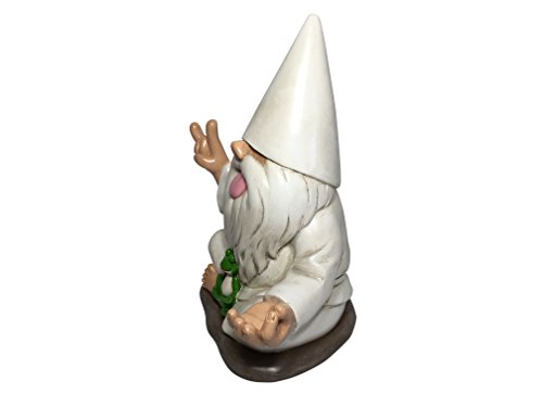 GlitZGlam Rocker Gnome George with Zen Frog - This Garden Gnome Combines Peace, Tranquility and Rock N Roll for Your Fairy Garden