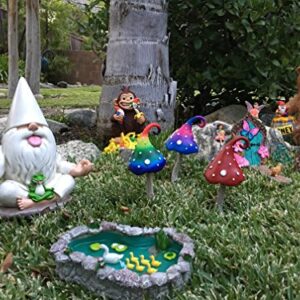 GlitZGlam Rocker Gnome George with Zen Frog - This Garden Gnome Combines Peace, Tranquility and Rock N Roll for Your Fairy Garden