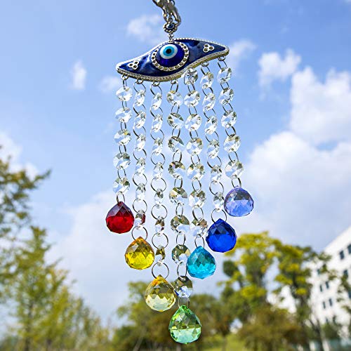 Evil Eye Decor Sun Catchers with Crystals Window Garden Hanging Elephant Suncatcher Prism Rainbow Maker Pendant