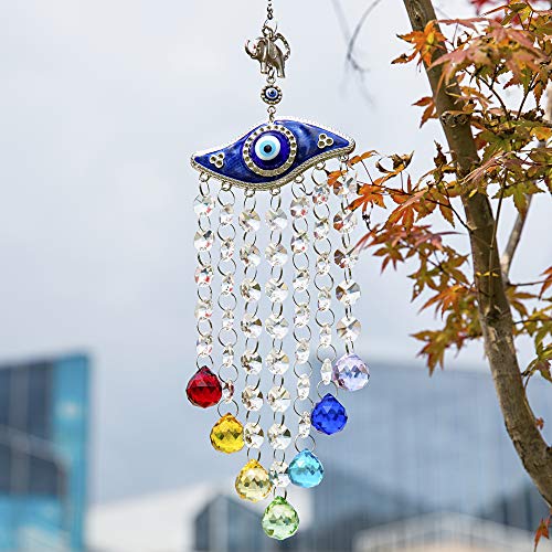 Evil Eye Decor Sun Catchers with Crystals Window Garden Hanging Elephant Suncatcher Prism Rainbow Maker Pendant