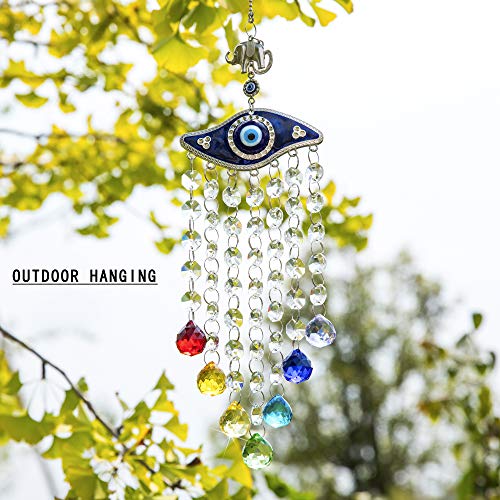 Evil Eye Decor Sun Catchers with Crystals Window Garden Hanging Elephant Suncatcher Prism Rainbow Maker Pendant